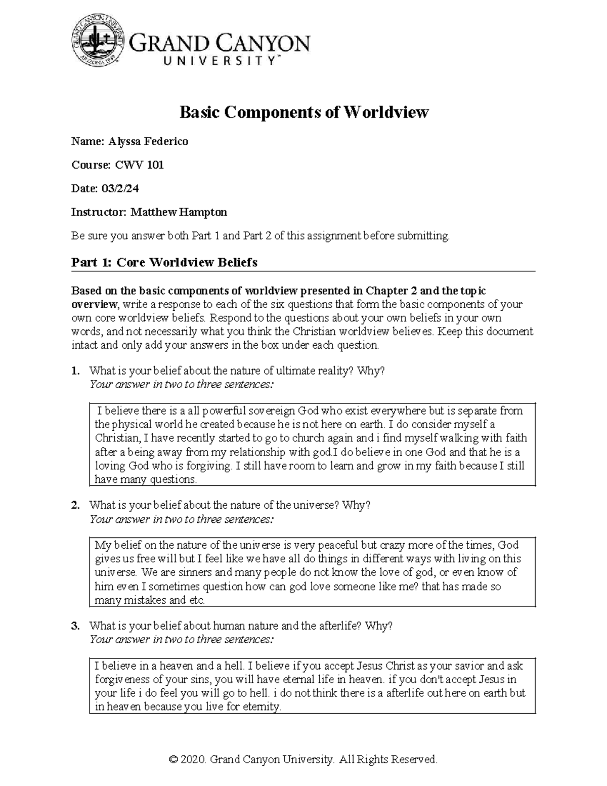 CWV-101-301-RS-T1Basic Components Of Worldview (2) - Basic Components ...