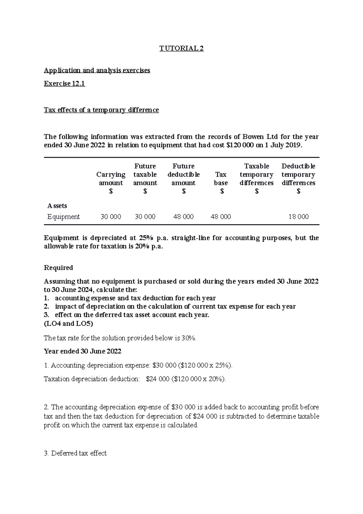 Tutorial 2 - TUTORIAL 2 Application and analysis exercises Exercise 12 ...