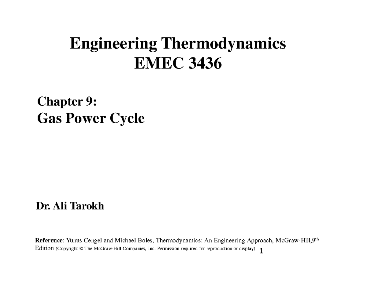 Chapter 9 Annotated - Class note - Engineering Thermodynamics EMEC 3436 ...