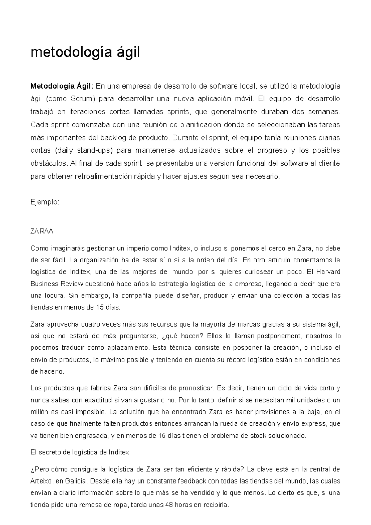 Metodología ágil - practica calificada 1 - metodología ágil Metodología ...