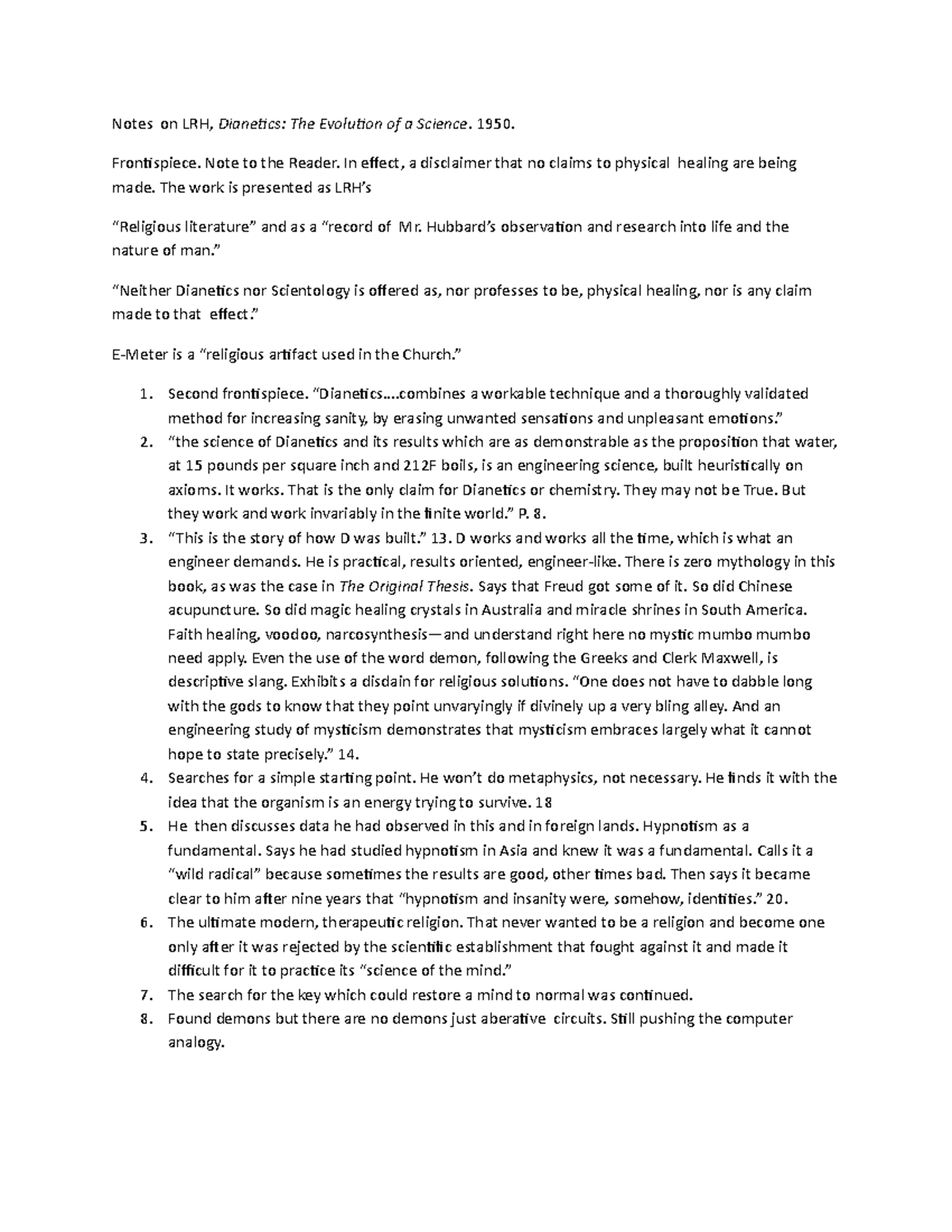 Notes on LRH's Dianetics, The Evolution of a Science - 1950 ...