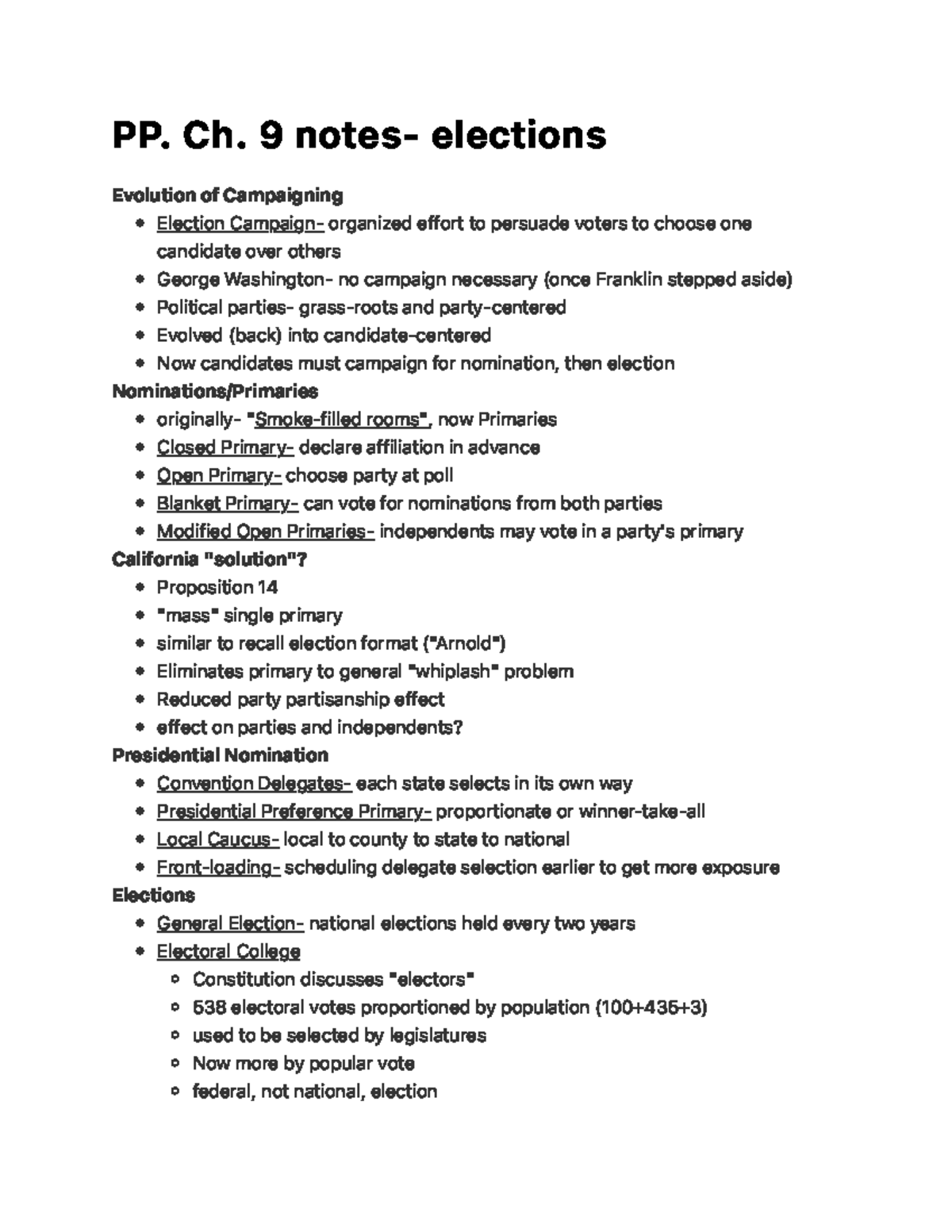 PP. Ch. 9 notes- elections - P P. C h. 9 n o te s - e l e c t i o n s ...