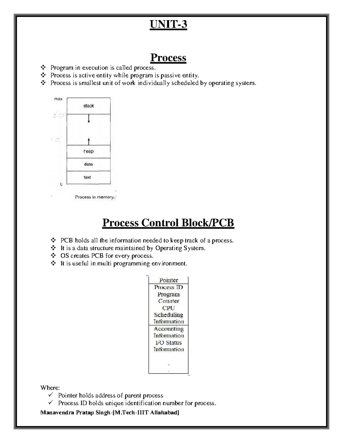 Unit-3-Process scheduling and Deadloack - UNIT- Process ö Program in ...