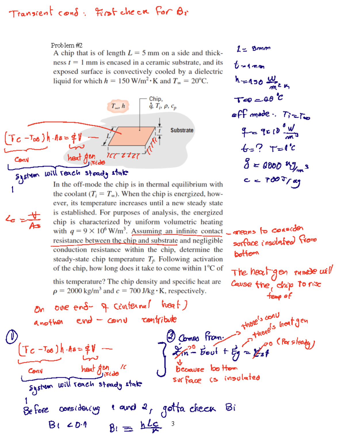 Homework #7 pt2 - Heat transfer notes - 3 Problem # 2 5mm t r mm h 150 ...