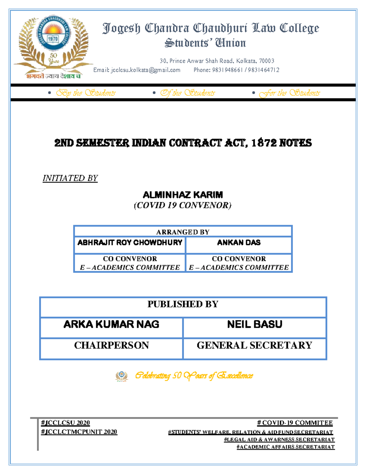 Contract Notes - #JCCLCSU 2020 # COVID-19 COMMITEE #JCCLCTMCPUNIT 2020 ...