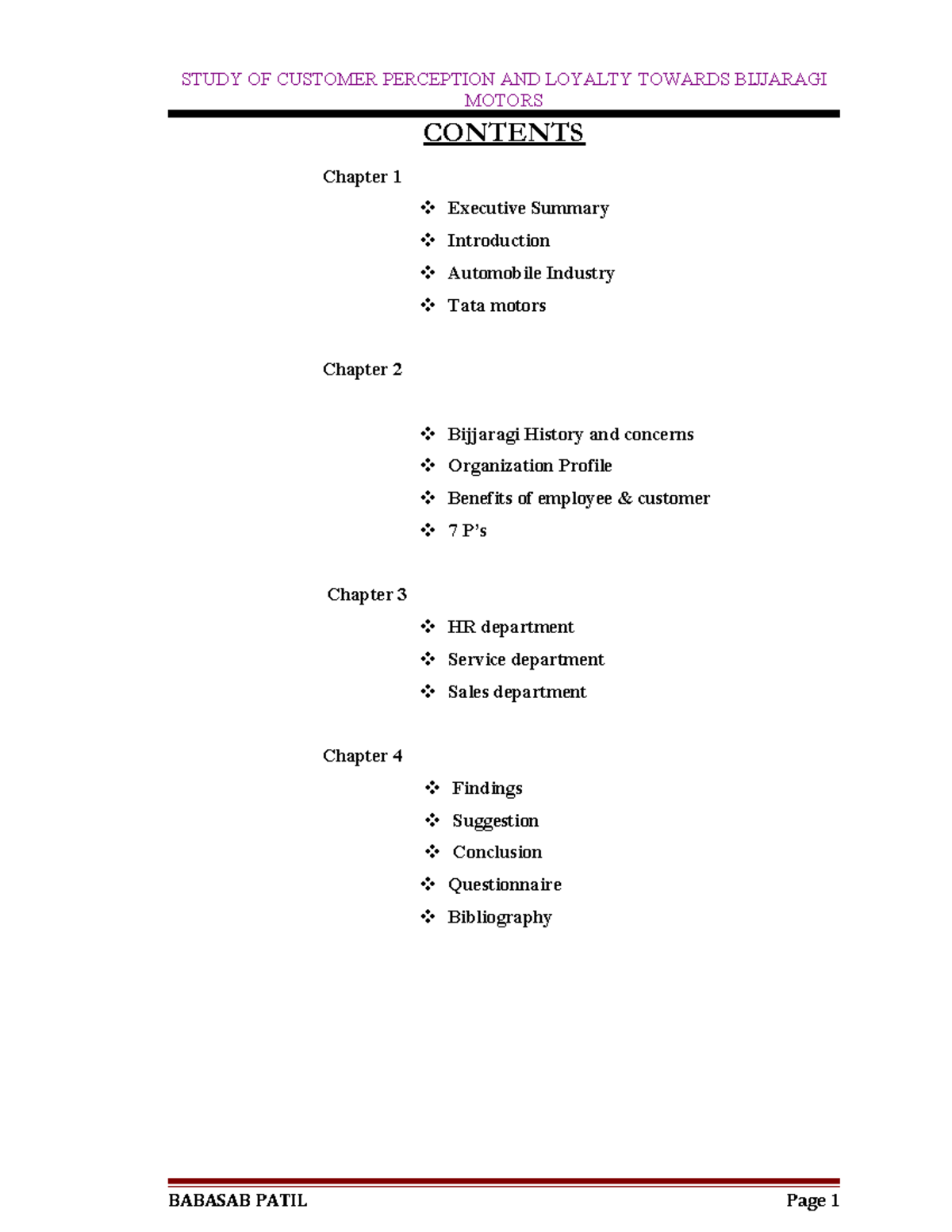 Bijjaragi Motors MBA Final Year Report 2021-2022 - masters in business ...