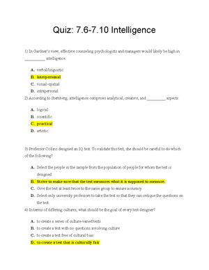 Chapter 7 Quiz Cognition Thinking, Intelligence, and Language - Chapter ...