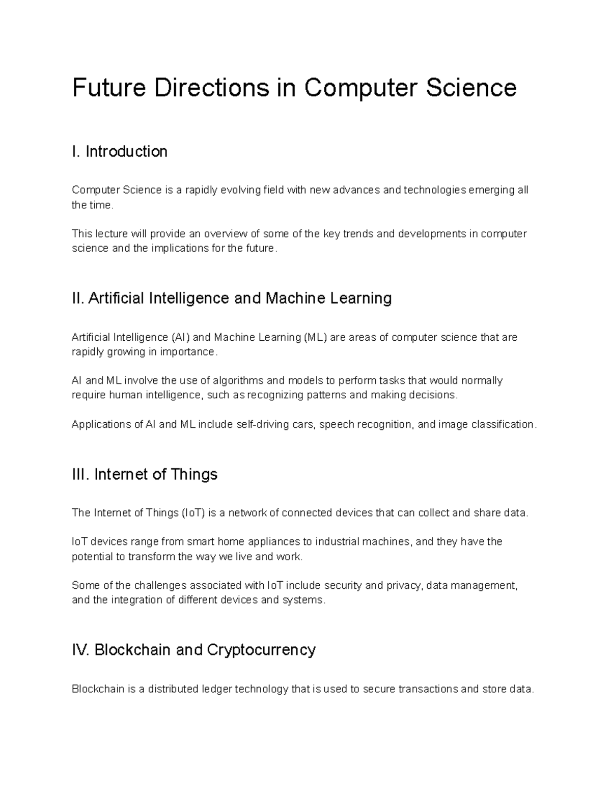 Computer Science I (EGR-1210) Lecture 47 - Future Directions in ...