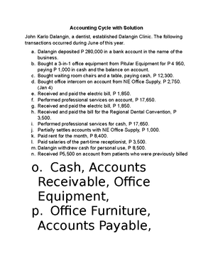 Accounting Cycle Example With Solution - Accounting Cycle with Solution ...
