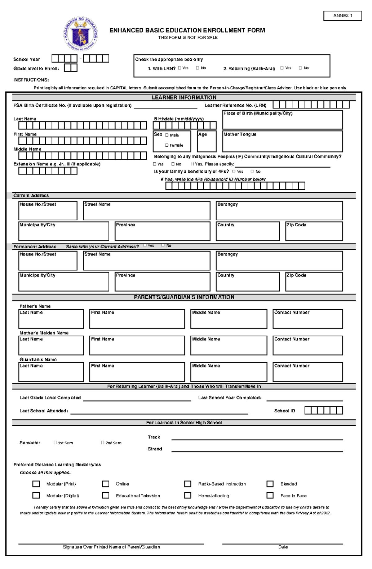 Enhanced BEEF one page default - ENHANCED BASIC EDUCATION ENROLLMENT ...