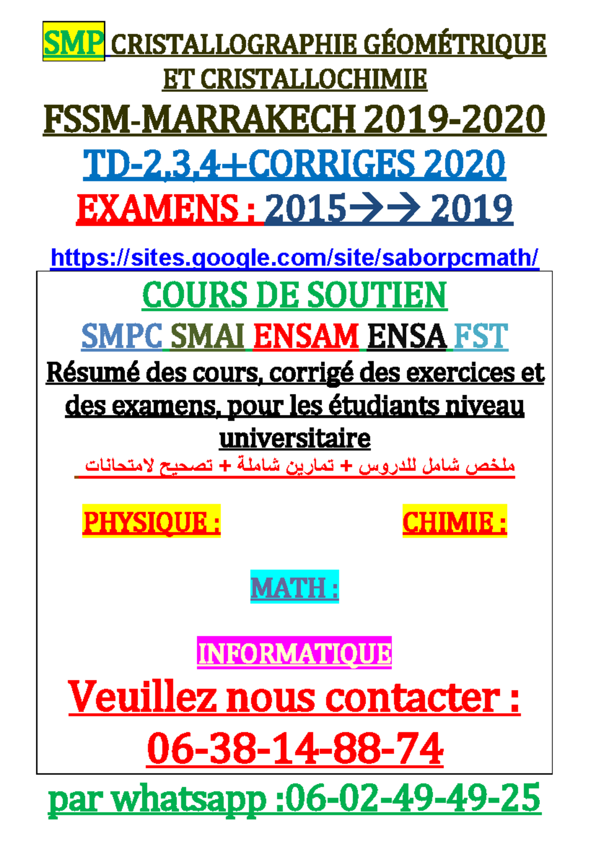 °FSSM TD Examens Cristallographie Cristallochimie - SMP ...