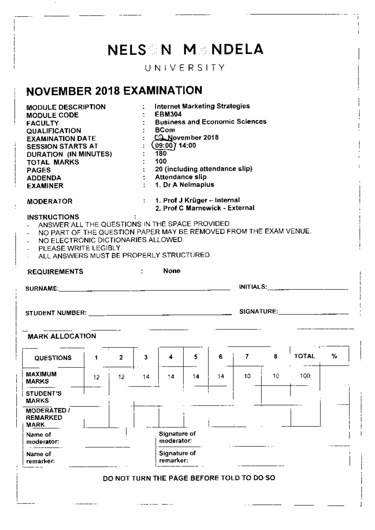 EBM 304 NOV 2018 - 2018 Past exam paper - NELS N M NDELA UNIVERSITY ...