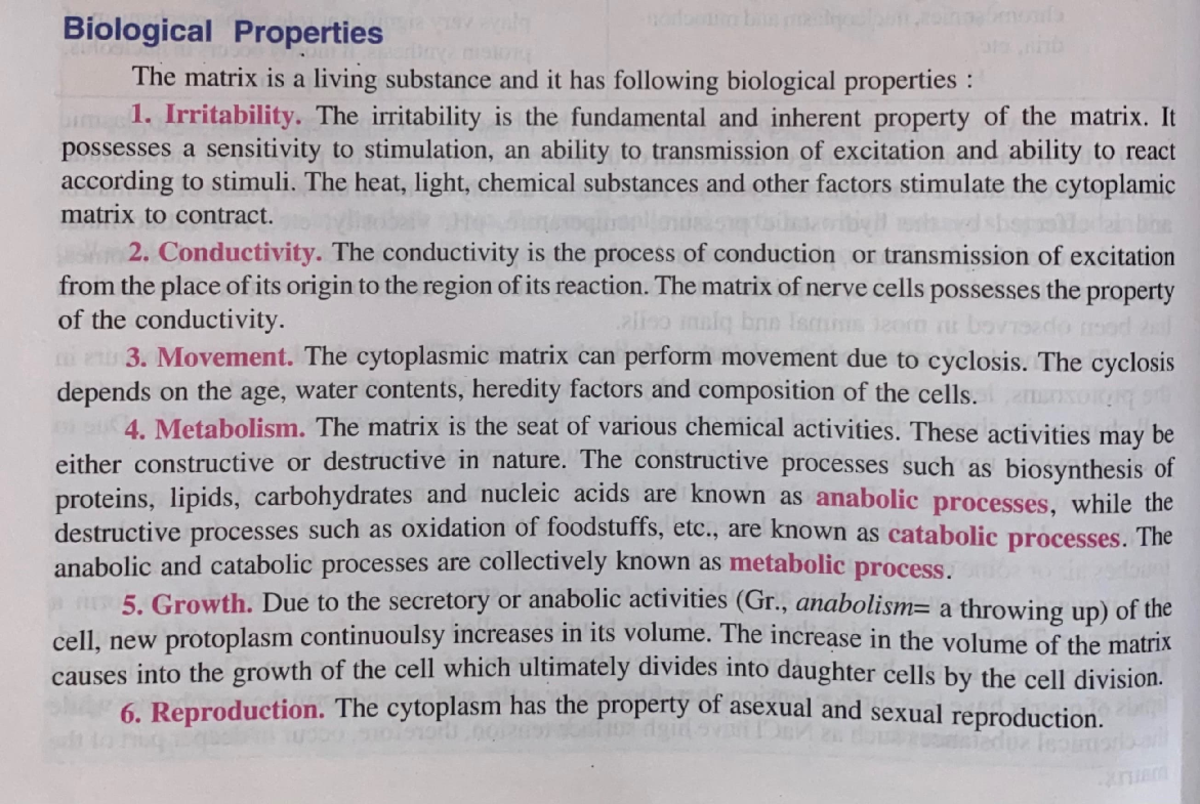 Biological Properities - Bsc Nursing - Studocu