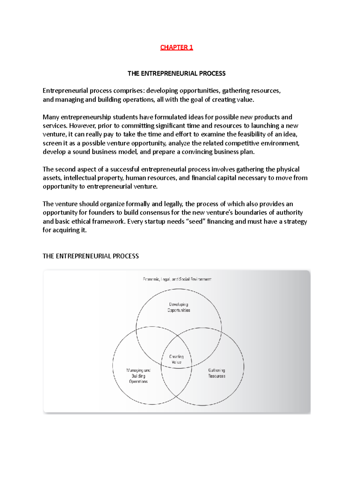 CH1 THE Entrepreneurial Process - CHAPTER 1 THE ENTREPRENEURIAL PROCESS ...