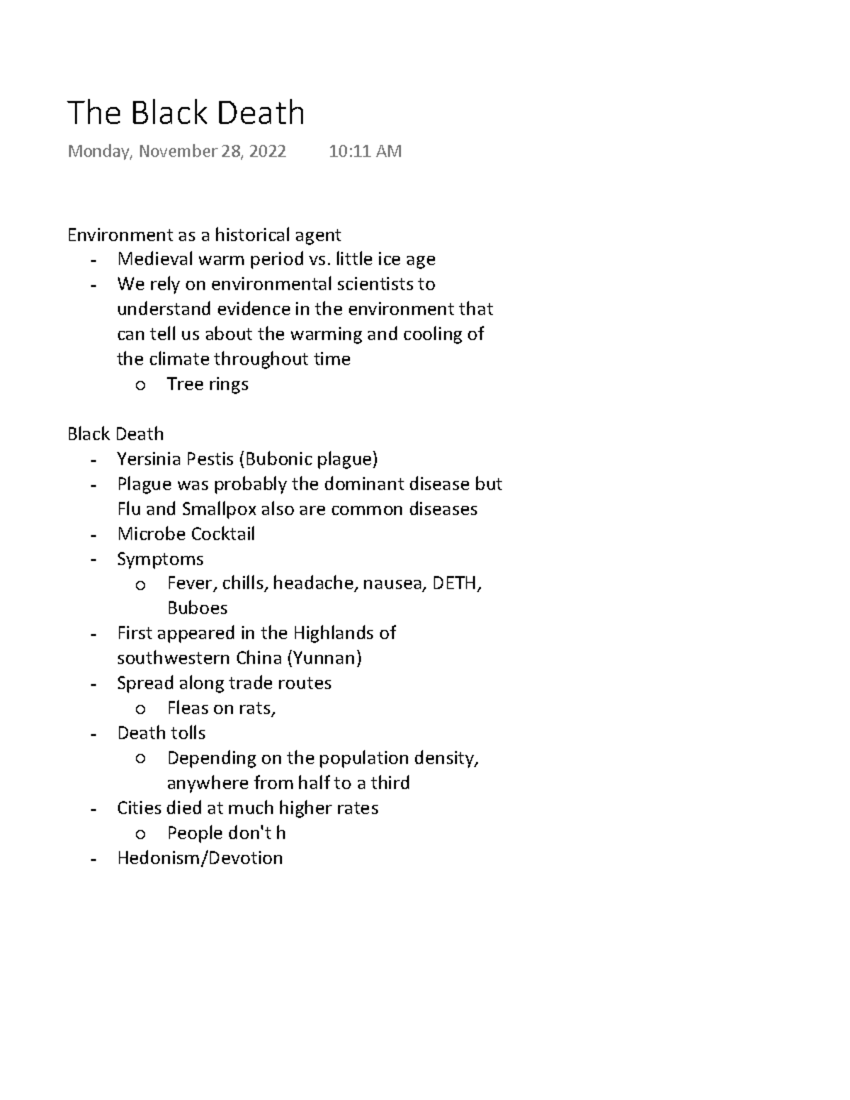 The Black Death - Professor Jon Felt - Environment as a historical ...