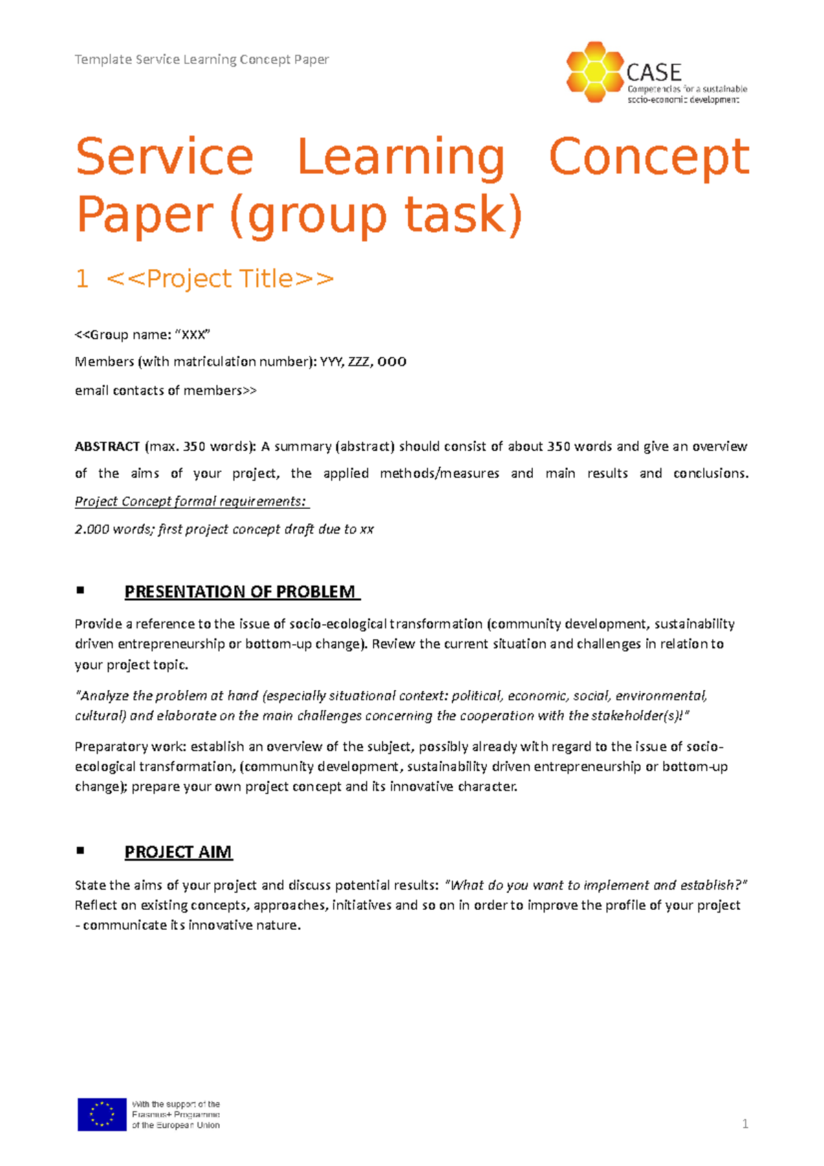 Concept Paper Sample - Yes - Template Service Learning Concept Paper ...