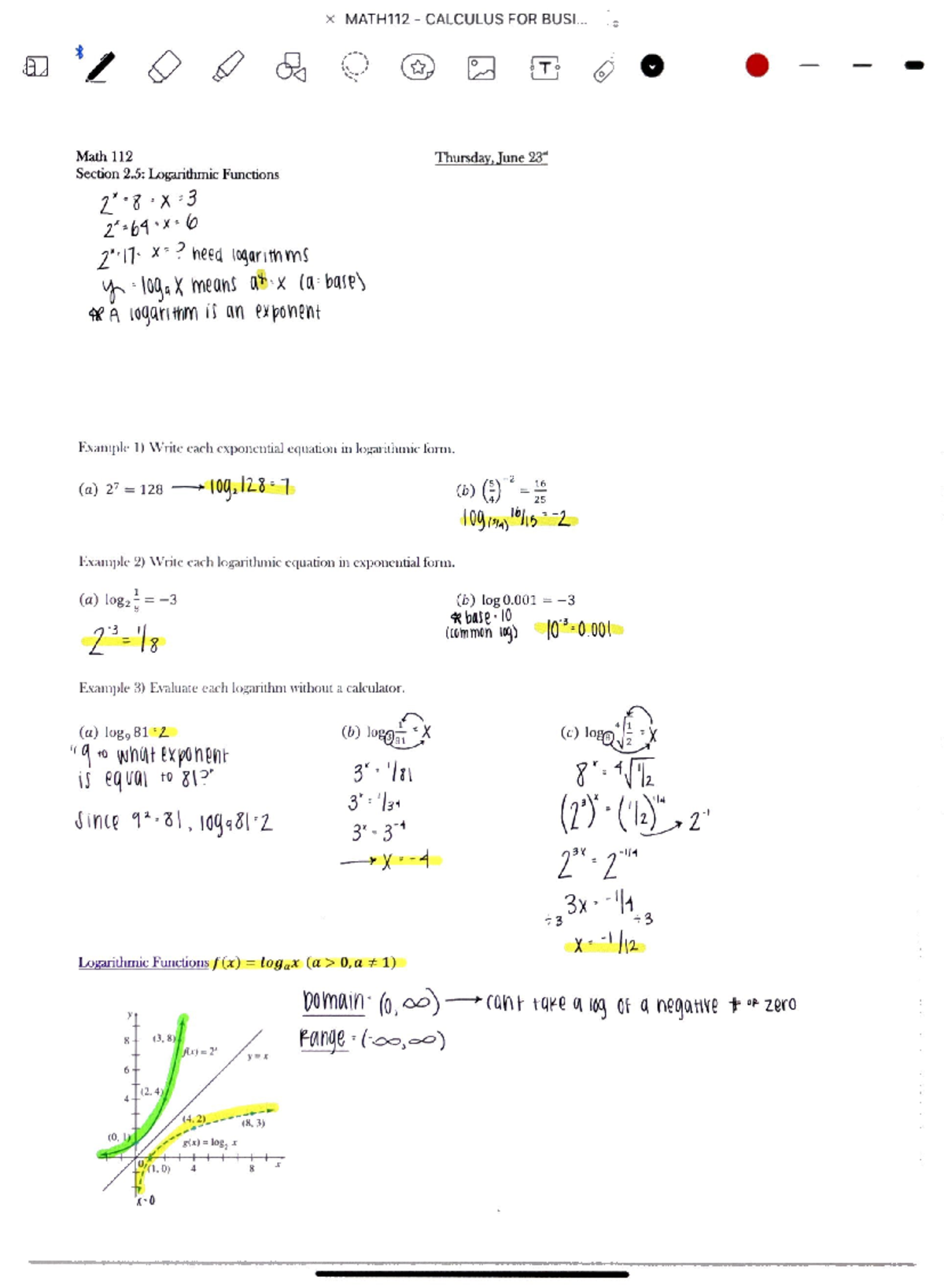 2 5 - Professor Gharibi Notes - x MATH112 CALCULUS FOR BUSI... FR Math ...