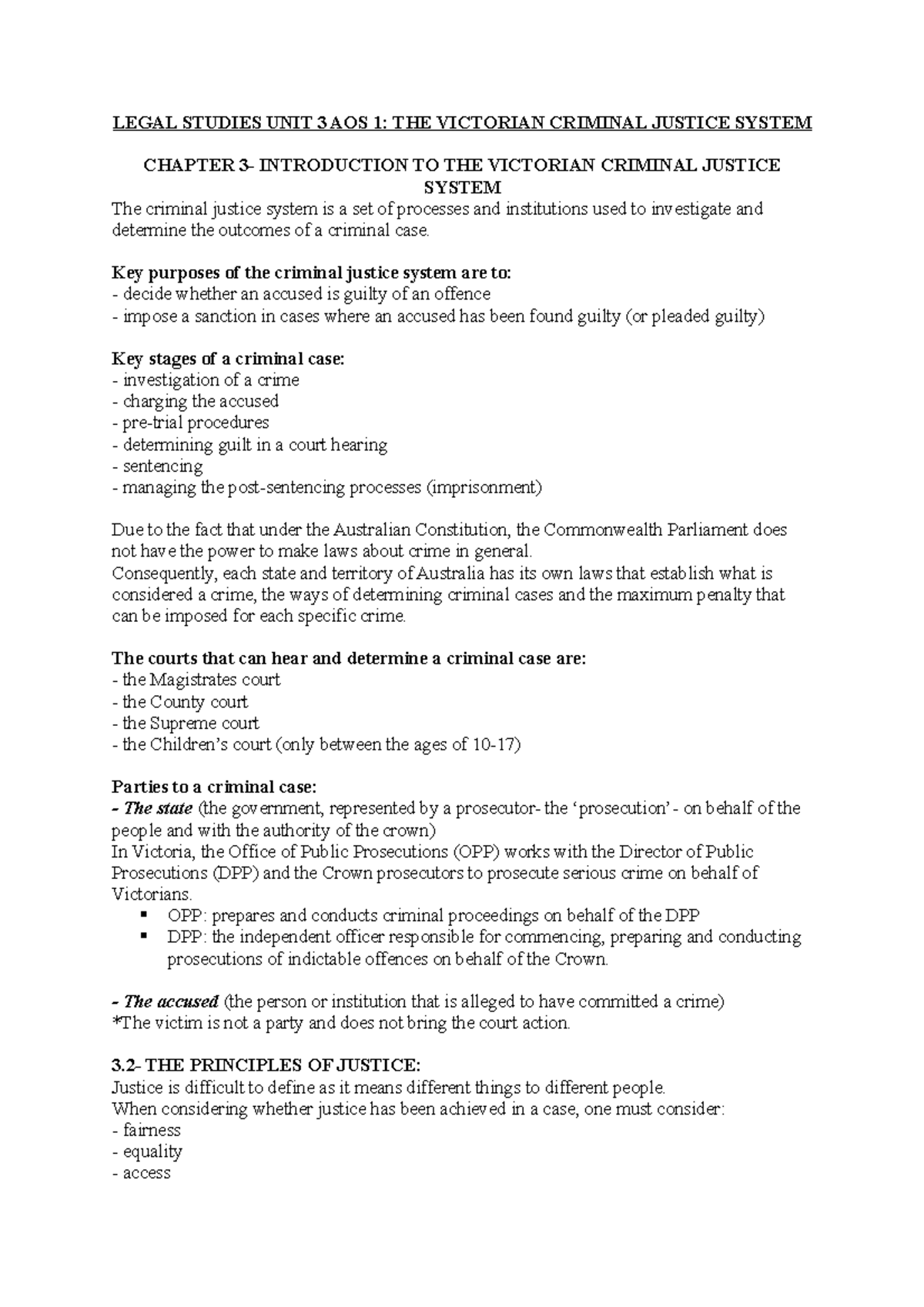 Legal Studies UNIT 3 AOS 1 - LEGAL STUDIES UNIT 3 AOS 1: THE VICTORIAN ...