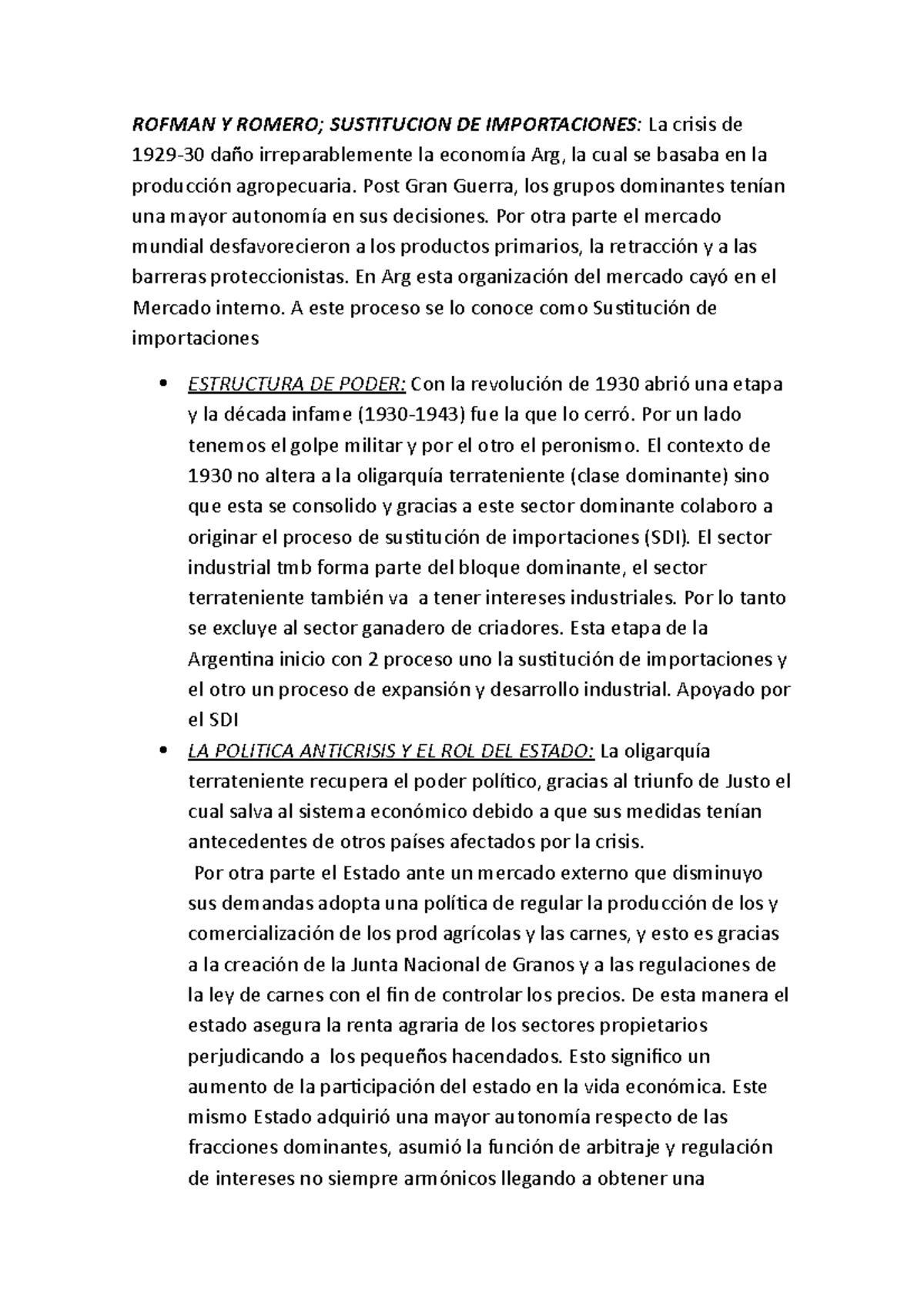 Rofman Y Romero primera parte (1) el proceso de sustitucion de importaciones - ROFMAN Y ROMERO ...