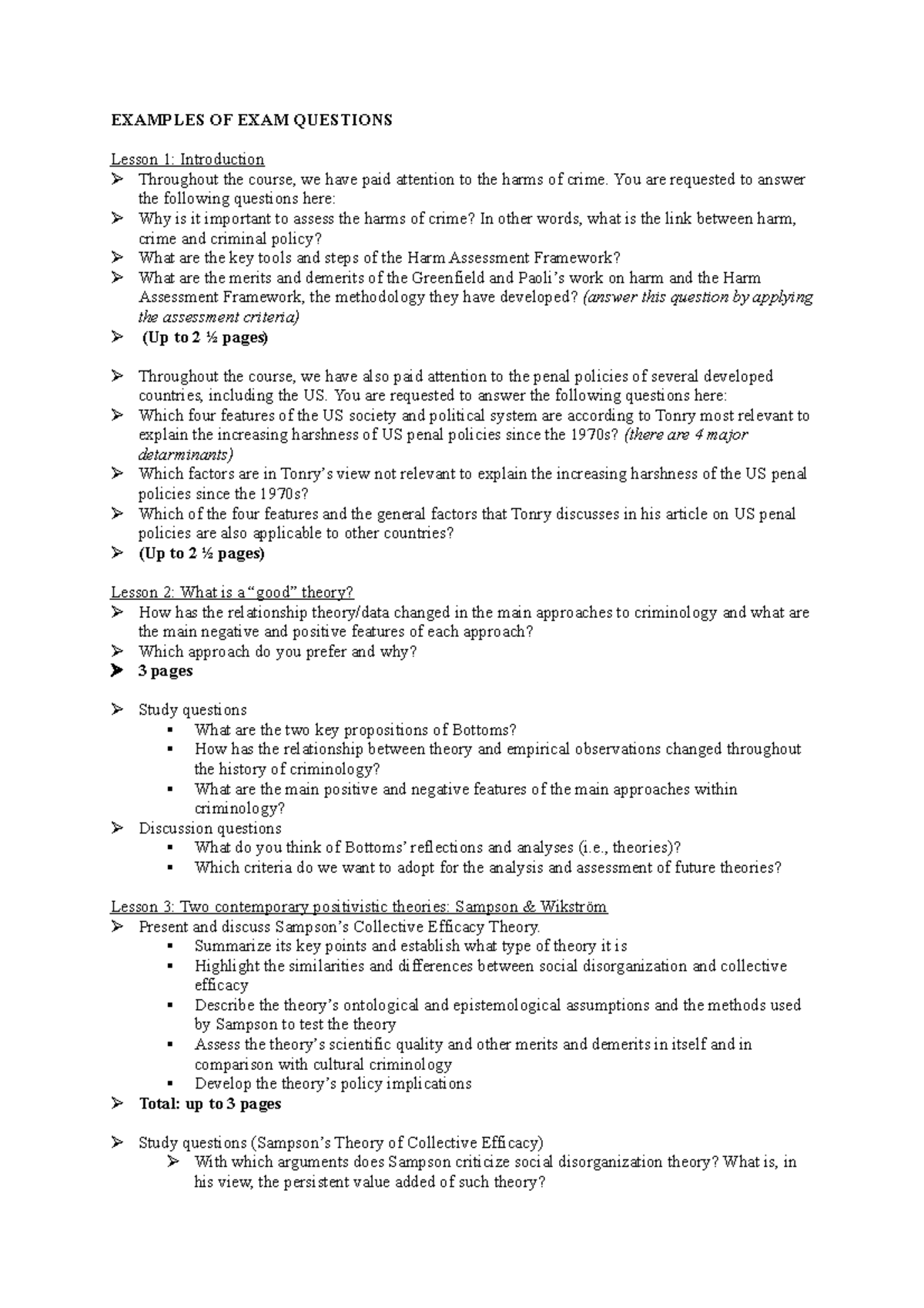 Examples of exam questions - EXAMPLES OF EXAM QUESTIONS Lesson 1 ...