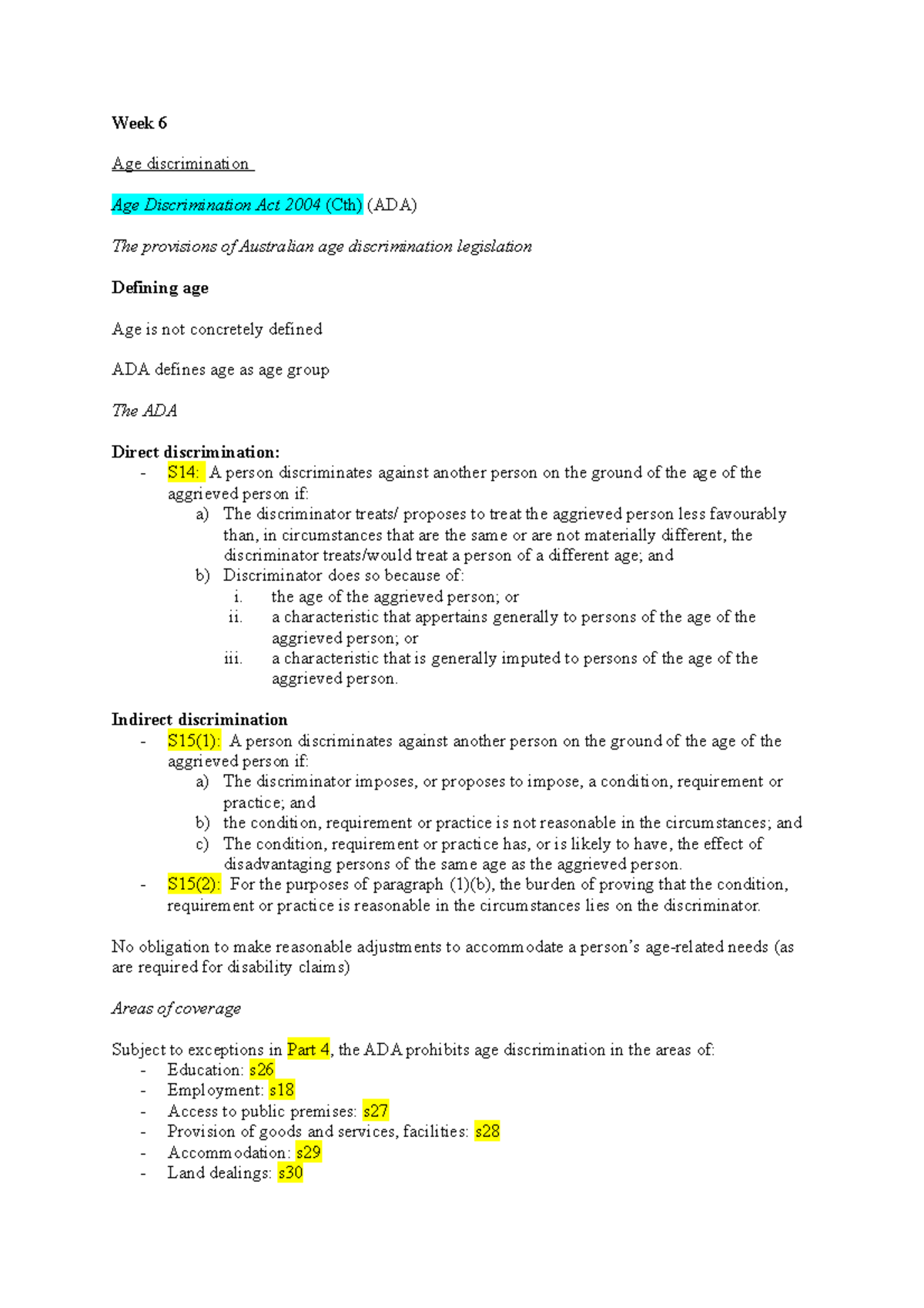 Week 6 - Age Discrimination - Week 6 Age discrimination Age ...