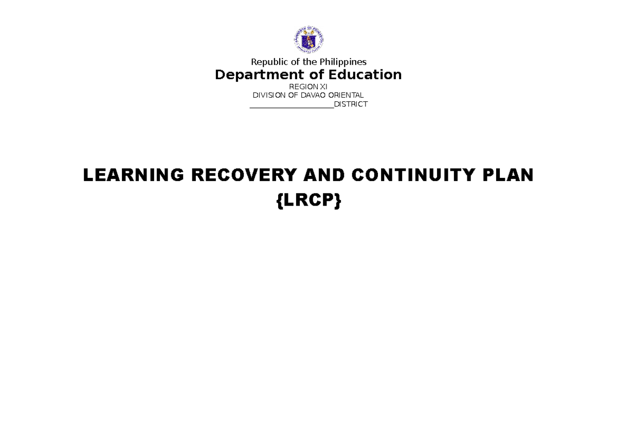 Editable-LRCP- Final - Lrcp - Republic of the Philippines Department of Education REGION XI ...