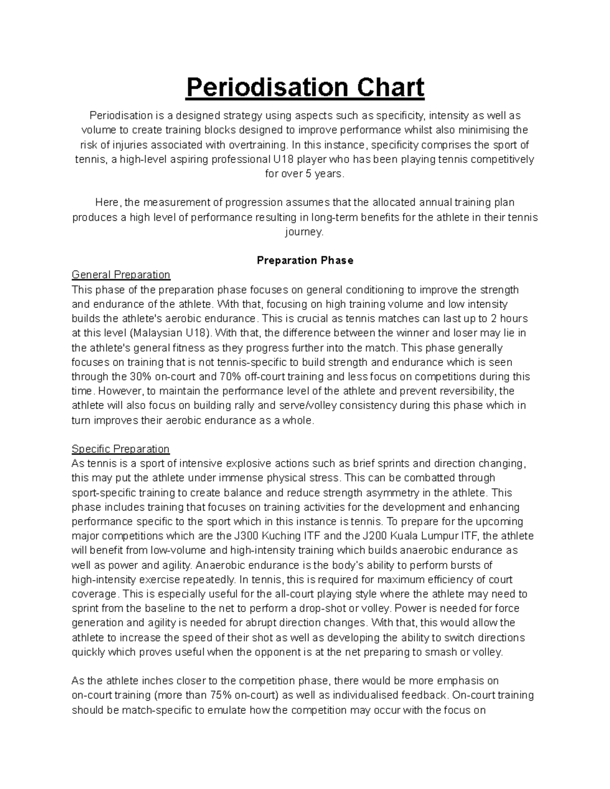 AT3Y12 Pdhpe Report - Periodisation Chart Periodisation is a designed ...