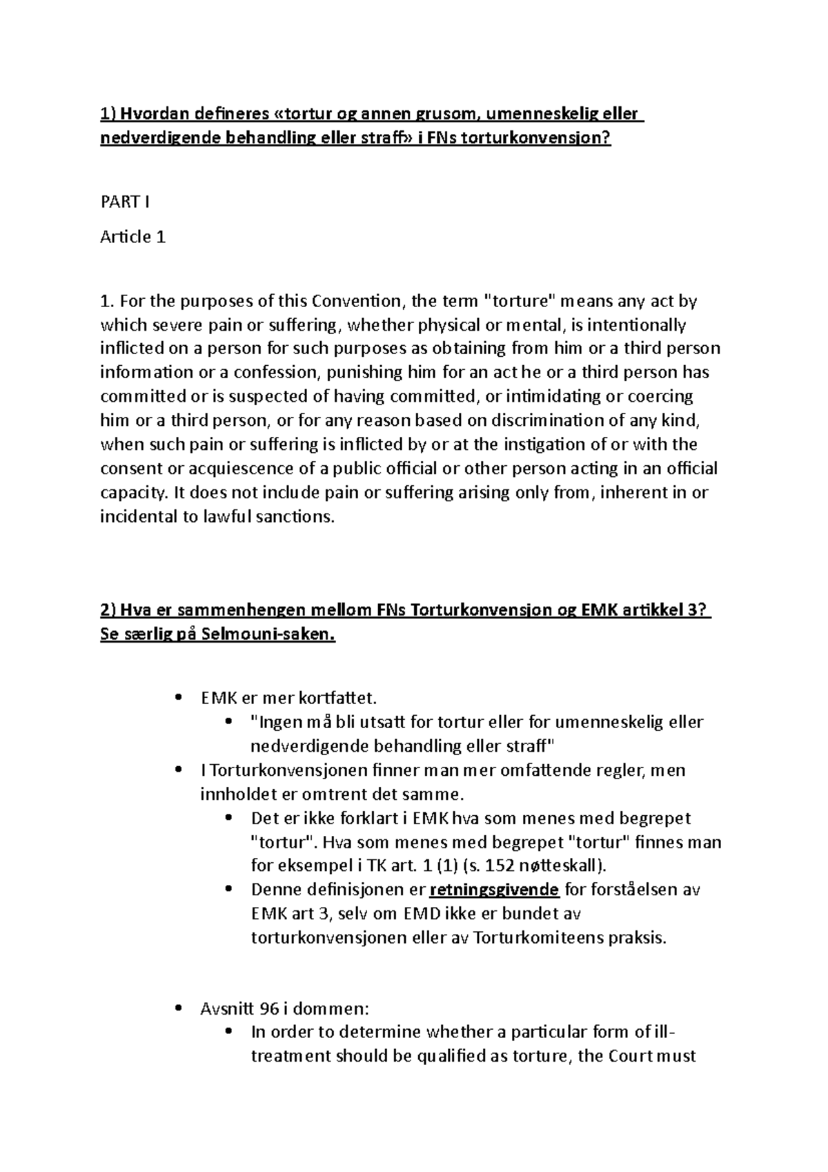 Dag 1 kurs menneskerettigheter - Hvordan defineres «tortur og annen grusom, umenneskelig eller ...