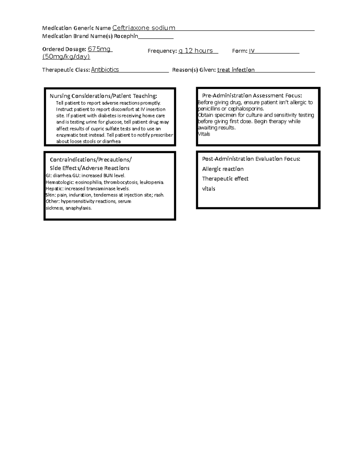Med Card Template Standard Final - Medication Generic Name Ceftriaxone ...