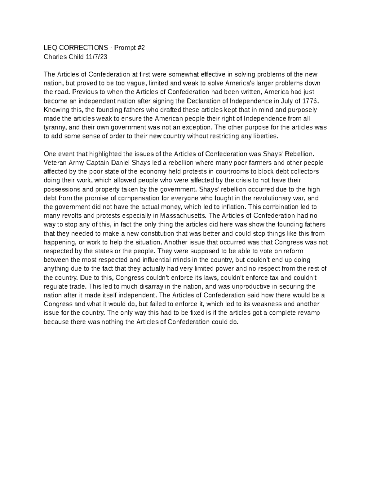 LEQ Corrections - Google Docs - LEQ CORRECTIONS - Prompt # Charles ...