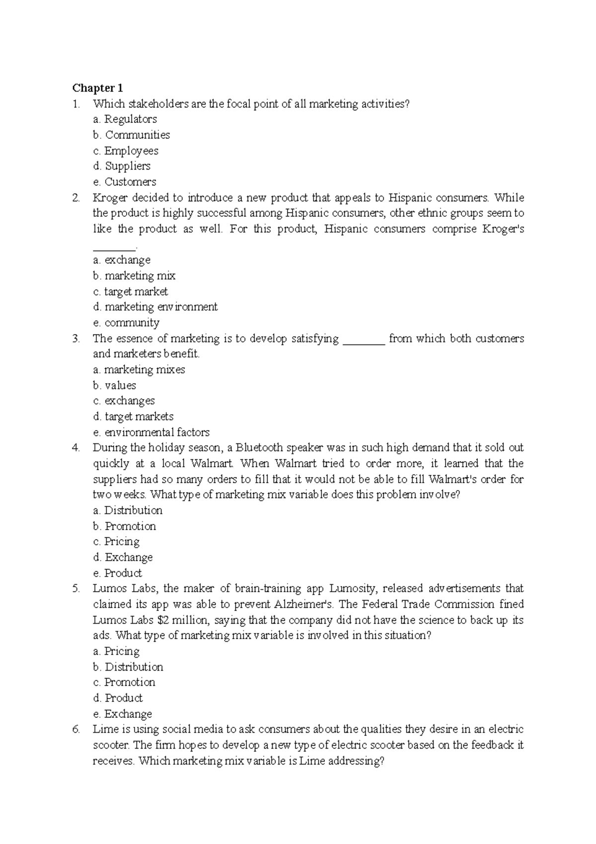Quiz - Work for MKT - Chapter 1 Which stakeholders are the focal point ...