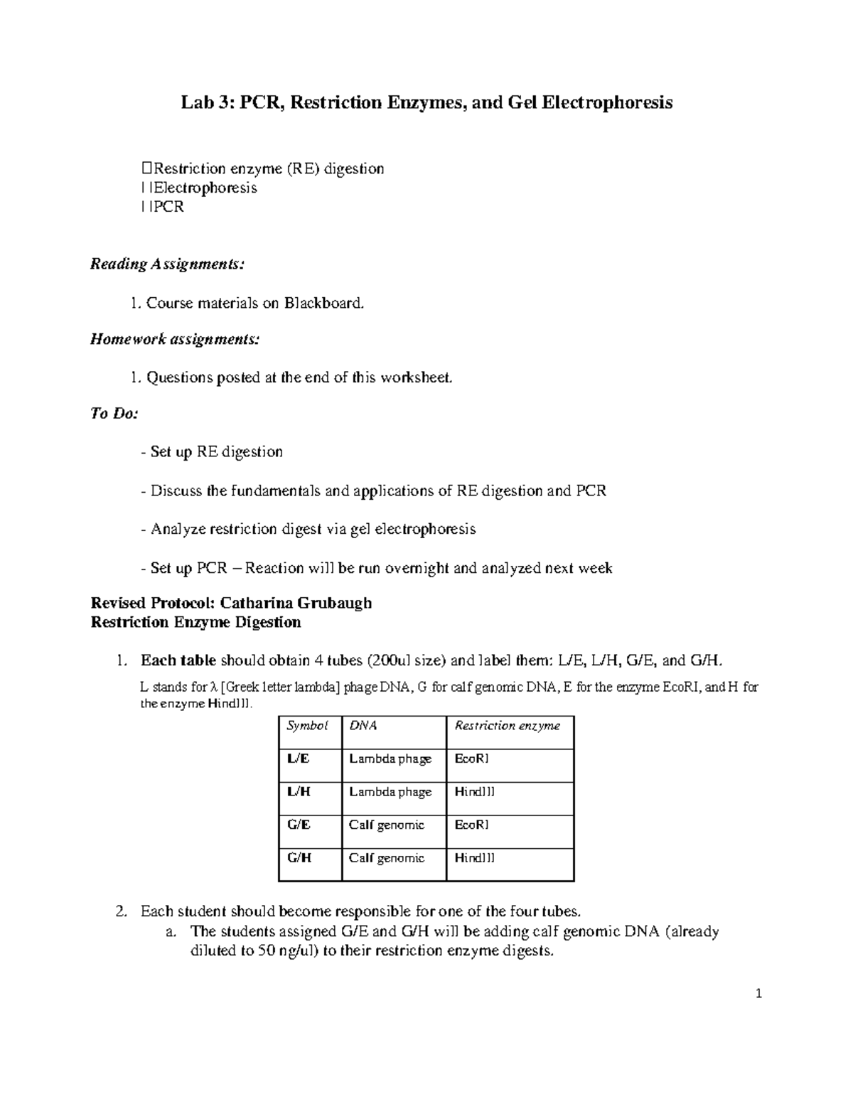 Genetics Lab 3 Notes Warning Tt Undefined Function 32 Lab 3 Pcr Restriction Enzymes And