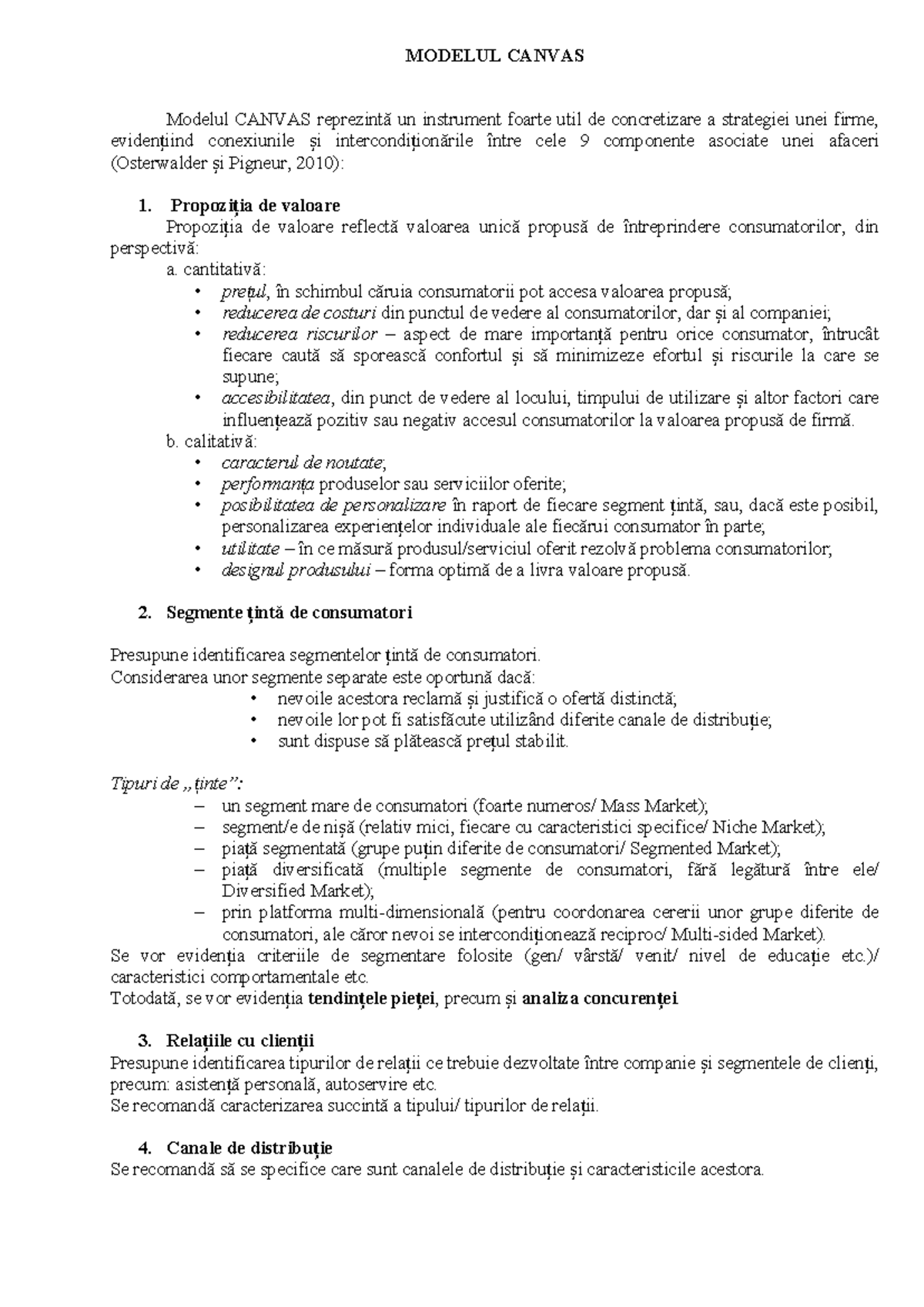 Modelul Canvas - material - MODELUL CANVAS Modelul CANVAS reprezintă un ...