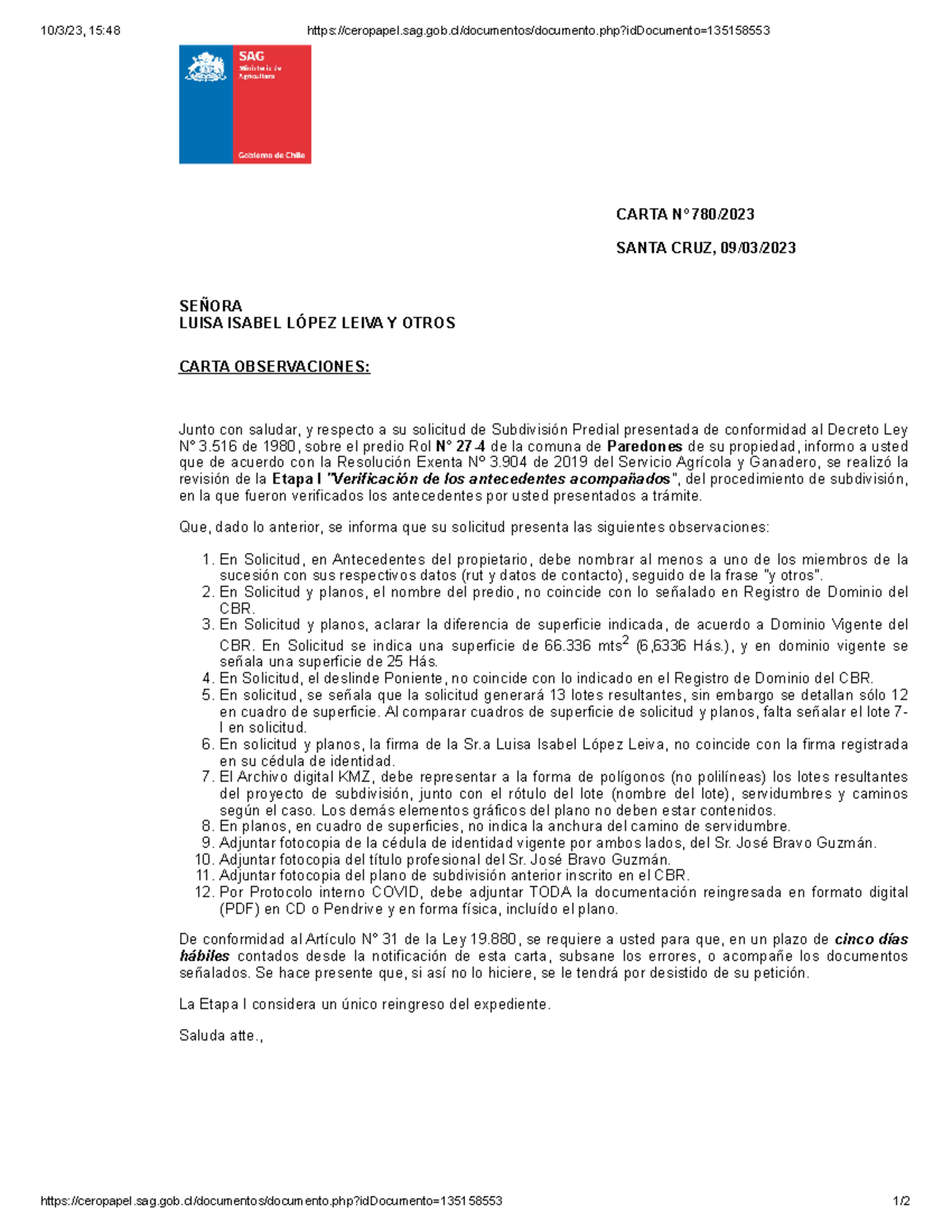 27-4 - Documentos - 10/3/23, 15:48 ceropapel.sag.gob/documentos/documento.php?idDocumento= - Studocu