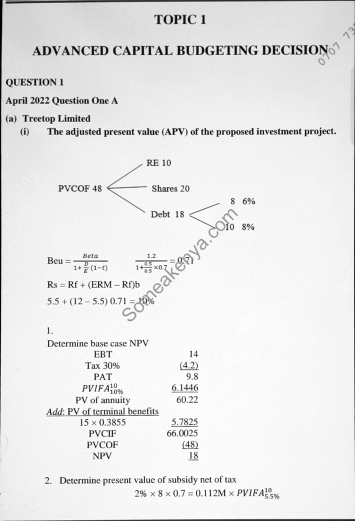 Advanced Capital Budgeting 2015 - 2022 Solutions - Financial accounting ...
