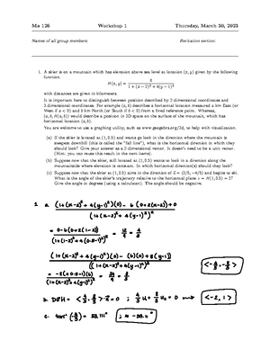 MA126 23S2 Rc1 - Recitation 1 solutions - MA 126 - Multivariable ...