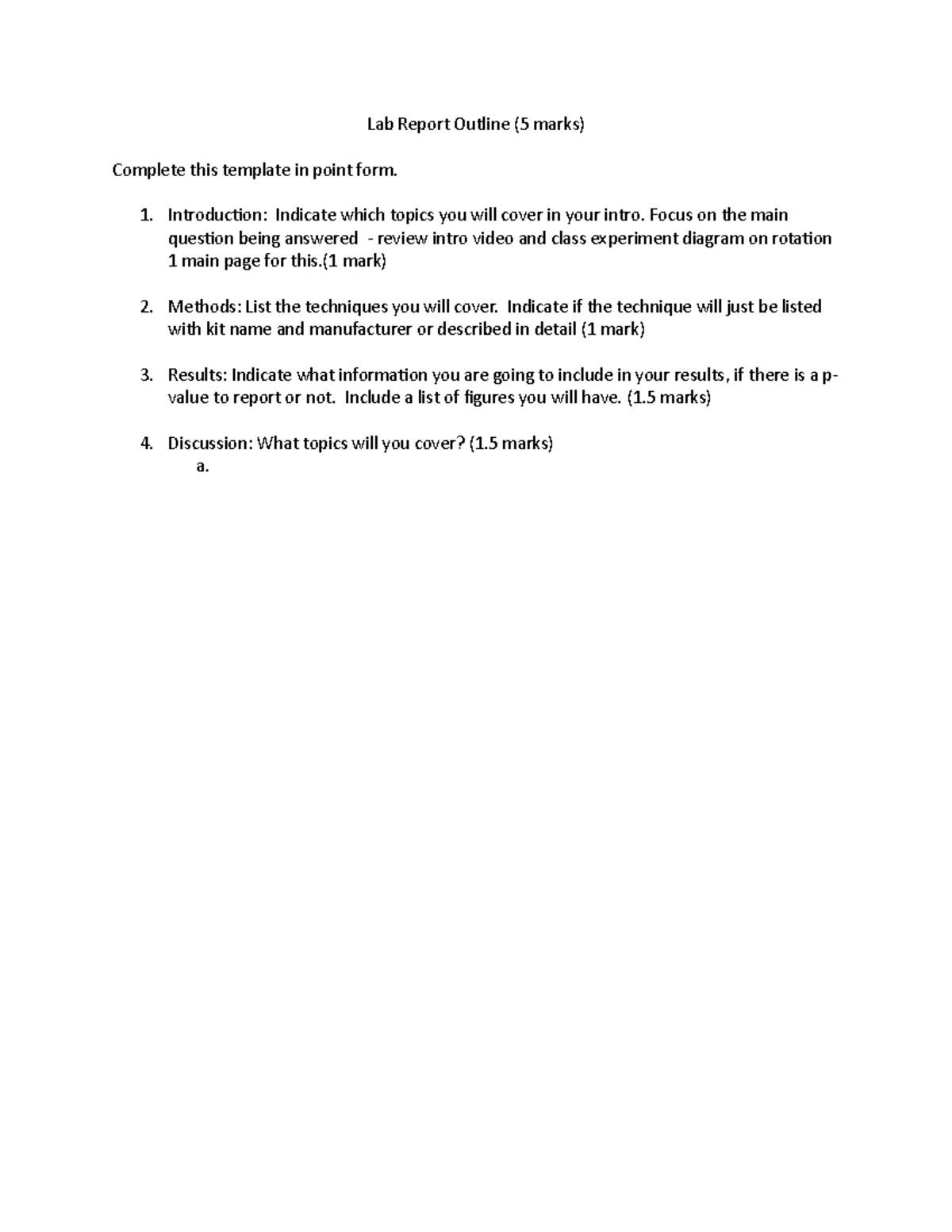Lab Report Outline-2 - Introduction: Indicate which topics you will ...