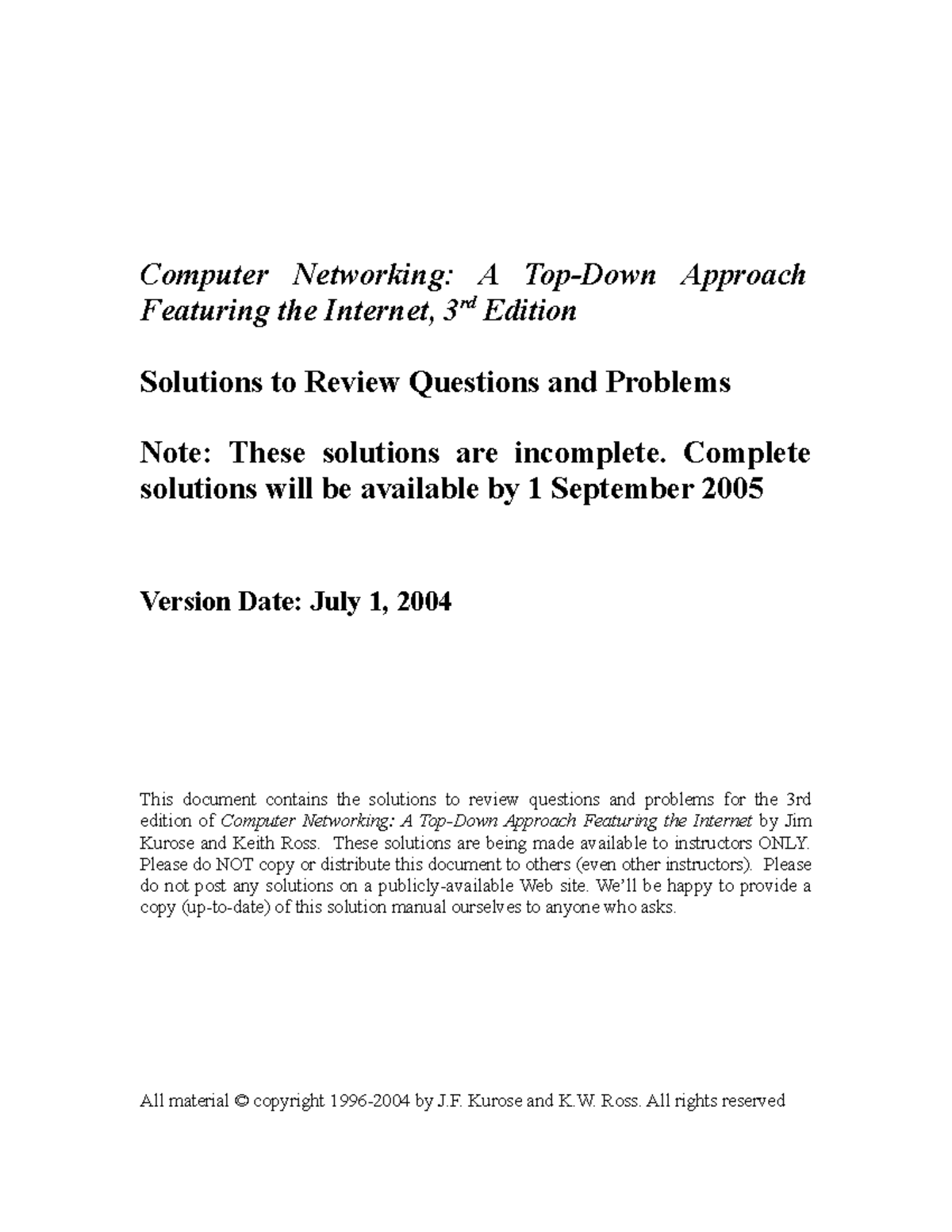 Kurose (respostas) - Computer Networking: A Top-Down Approach Featuring ...