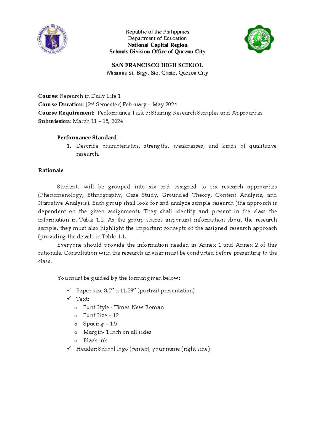 PETA 3 Research Approaches - Republic of the Philippines Department of ...