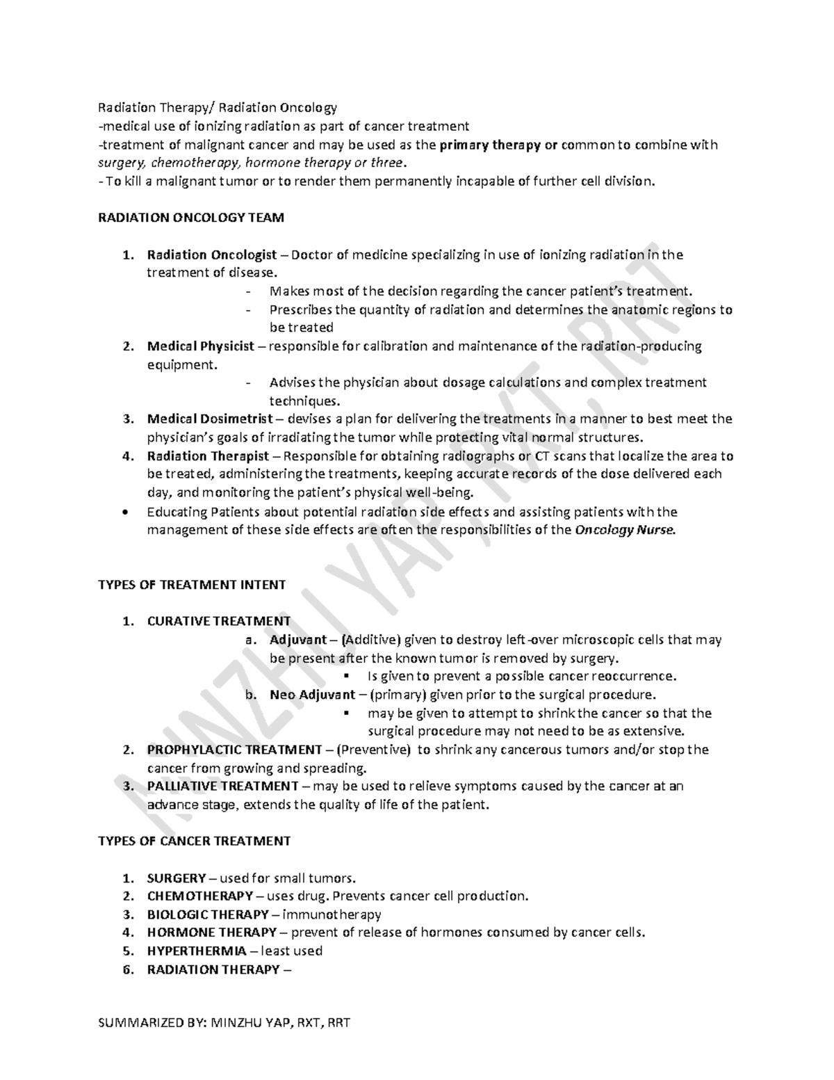 Radiation Therapy Notes - Radiation Therapy/ Radiation Oncology ...