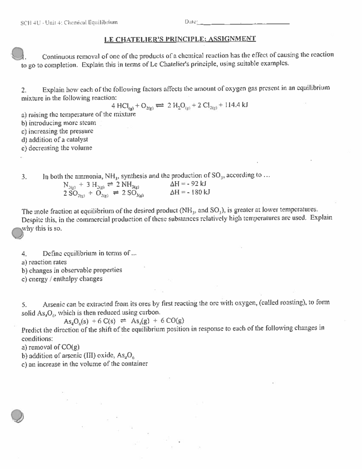 03- Le Chateliers Principle Assignment - CHE 112 - Studocu