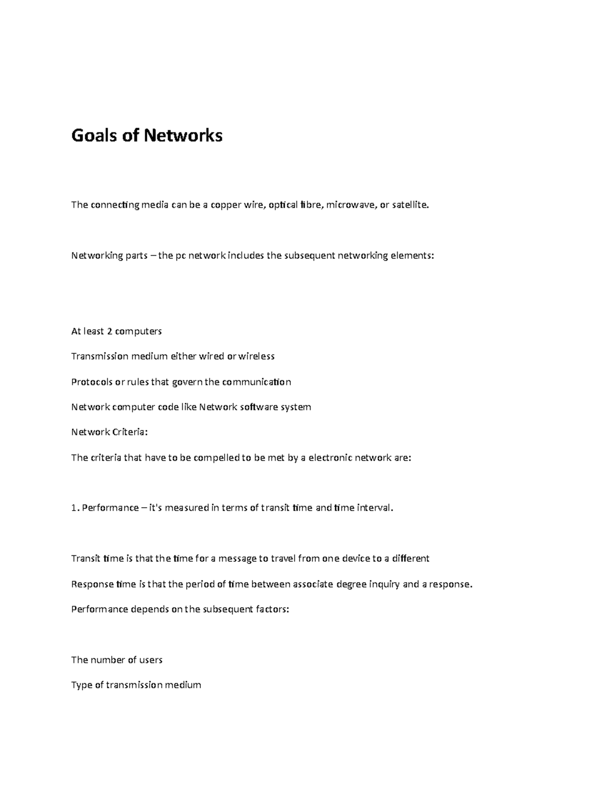Goals of Network - Goals of Networks The connecting media can be a ...