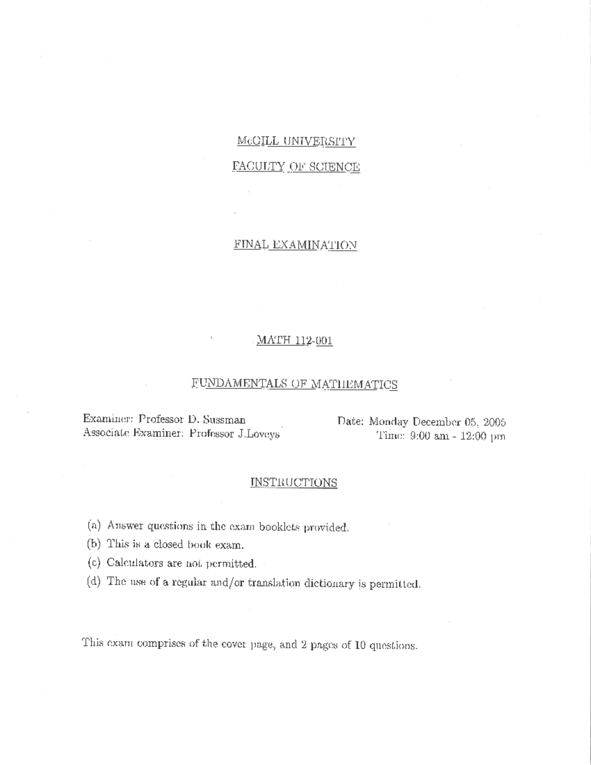 MATH 112 december 2005 - Practice/Exam - Math 112 - Studocu