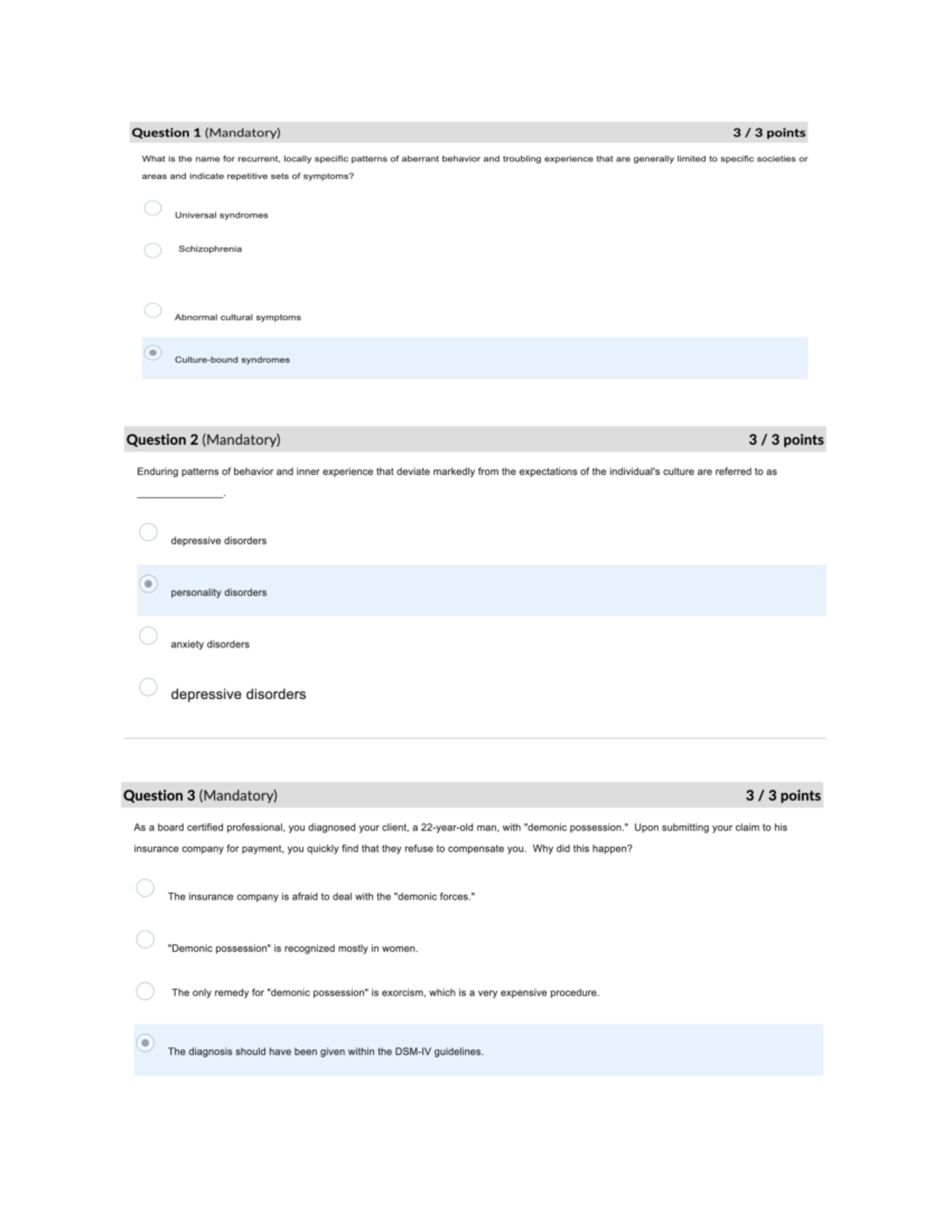 PSY 324 MOD 8 QUIZ - Module 8 Quiz 4; This quiz covers material from ...