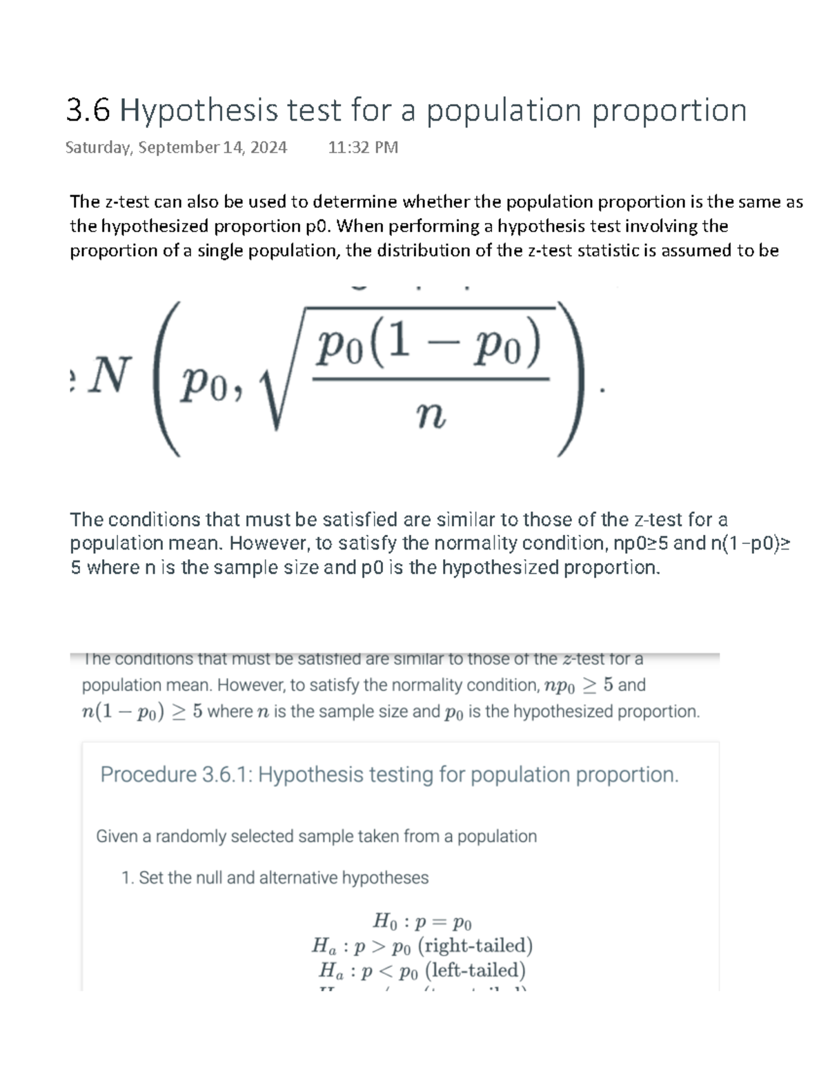 Mat 243 3.6 Hypothesis test for a population proportion - The z-test ...