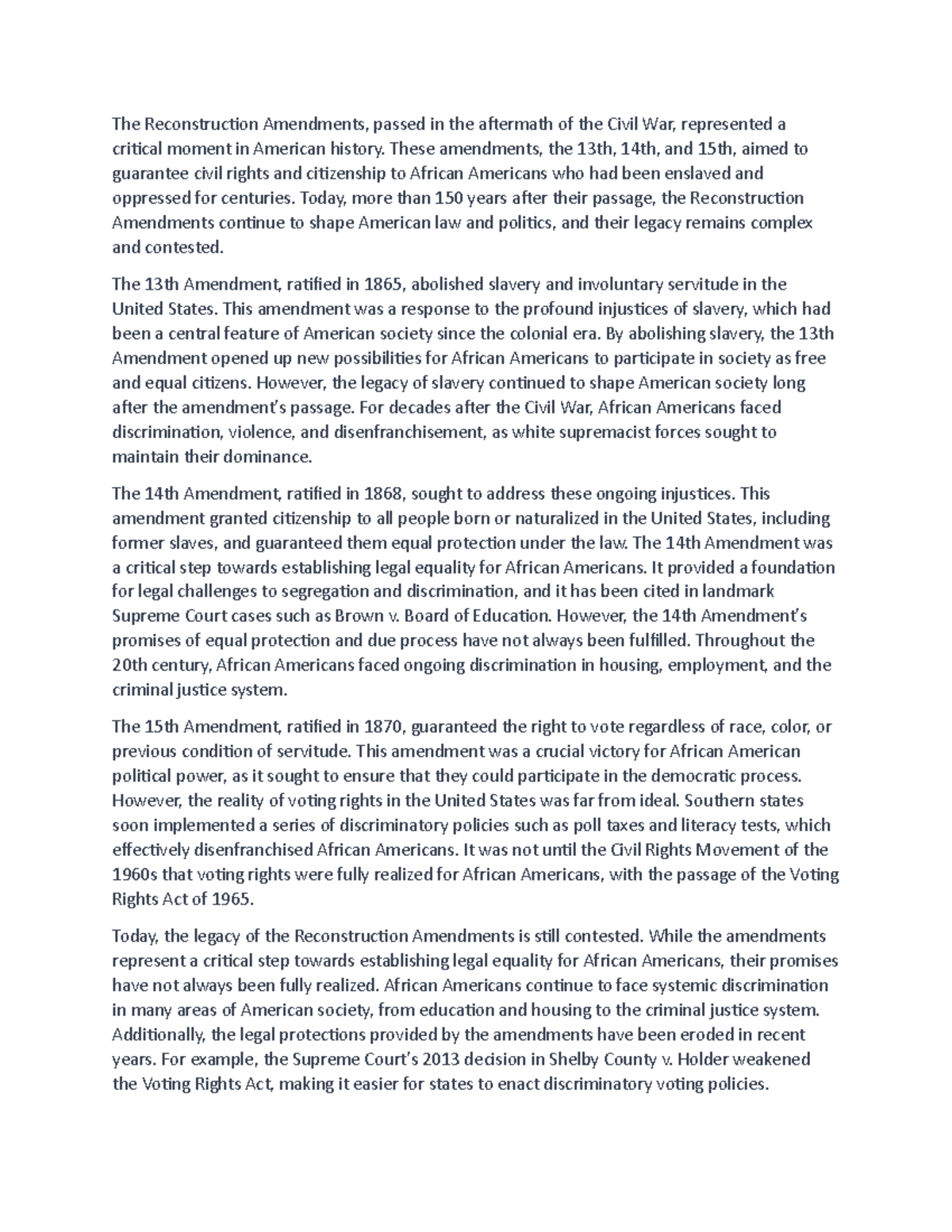 The Reconstruction Amendments Then and Now - The Reconstruction ...