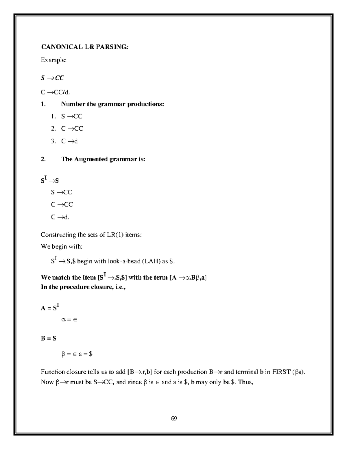 Merged File - notes on compiler design - CANONICAL LR PARSING: Example ...