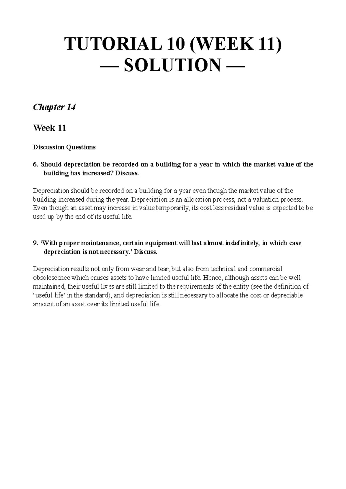 Tutorial 10 (Week 11) Solution - TUTORIAL 10 (WEEK 11) — SOLUTION ...