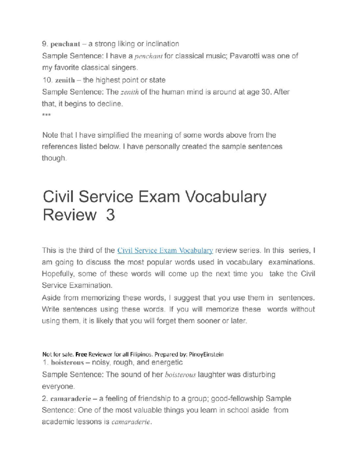 MATH834 65 - Bxhx - 9. penchant a strong liking or inclination Sample ...