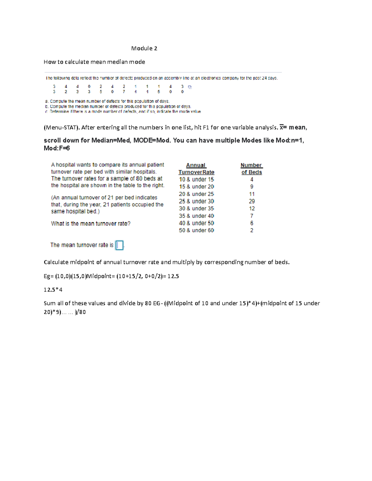 Module 2 calculations QMS 210 - Module 2 How to calculate mean median ...
